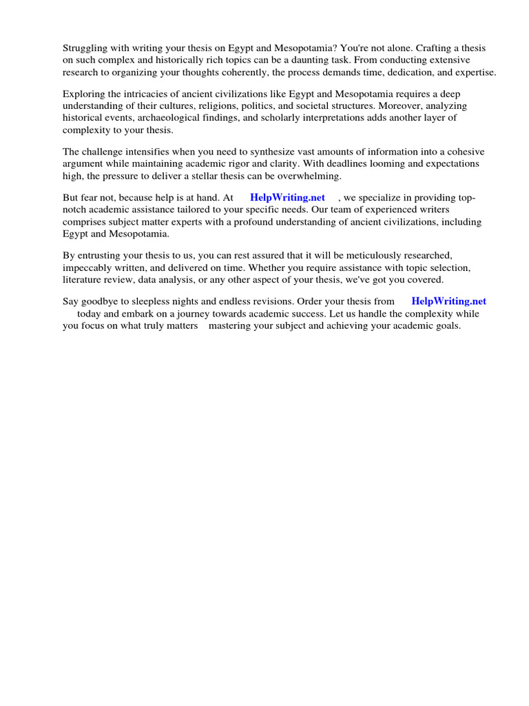 Egypt and Mesopotamia Thesis | PDF