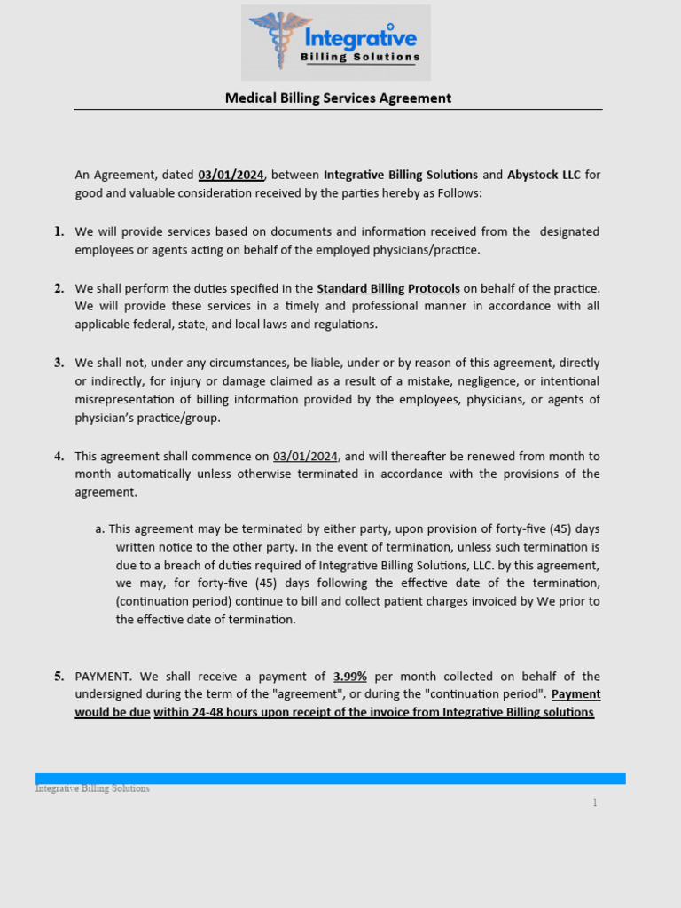 Billing Services Contract - IBS | PDF | Health Insurance Portability ...