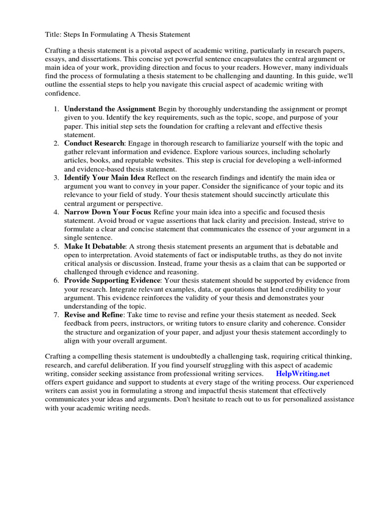 Steps in Formulating A Thesis Statement | Download Free PDF | Thesis ...