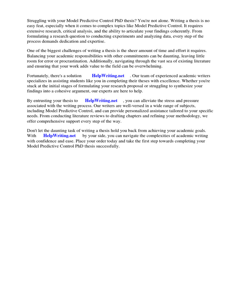 Model Predictive Control PHD Thesis | PDF | Sensitivity And Specificity | Statistics