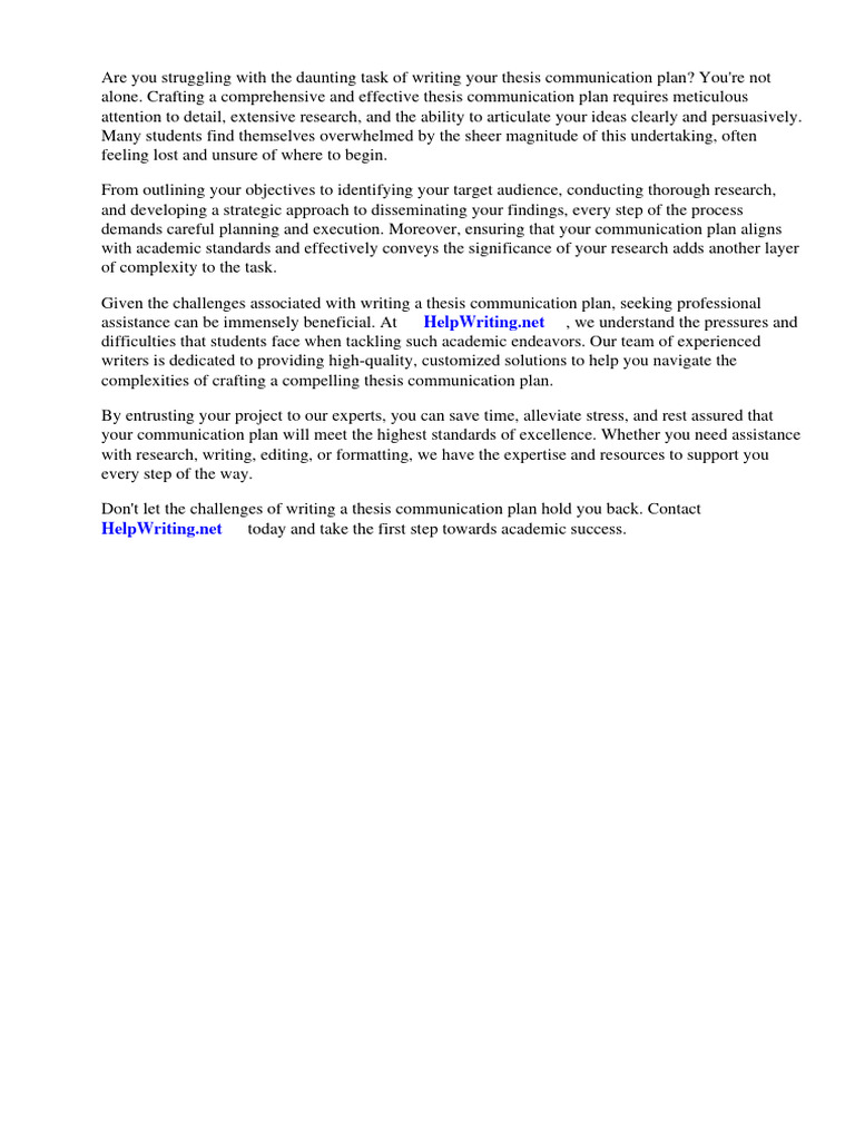 Thesis Communication Plan | PDF | Communication | Project Management