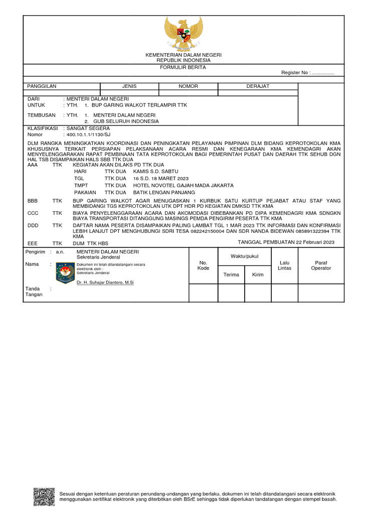 RDG Bimtek Keprotokolan | PDF