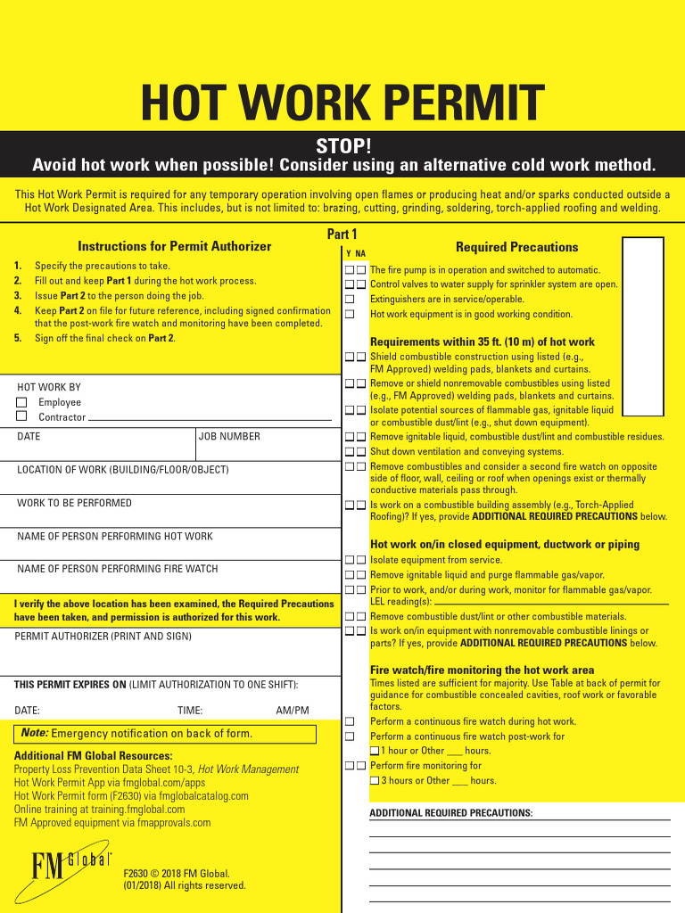 Hot Work Permit New Form | Download Free PDF | Fires | Welding