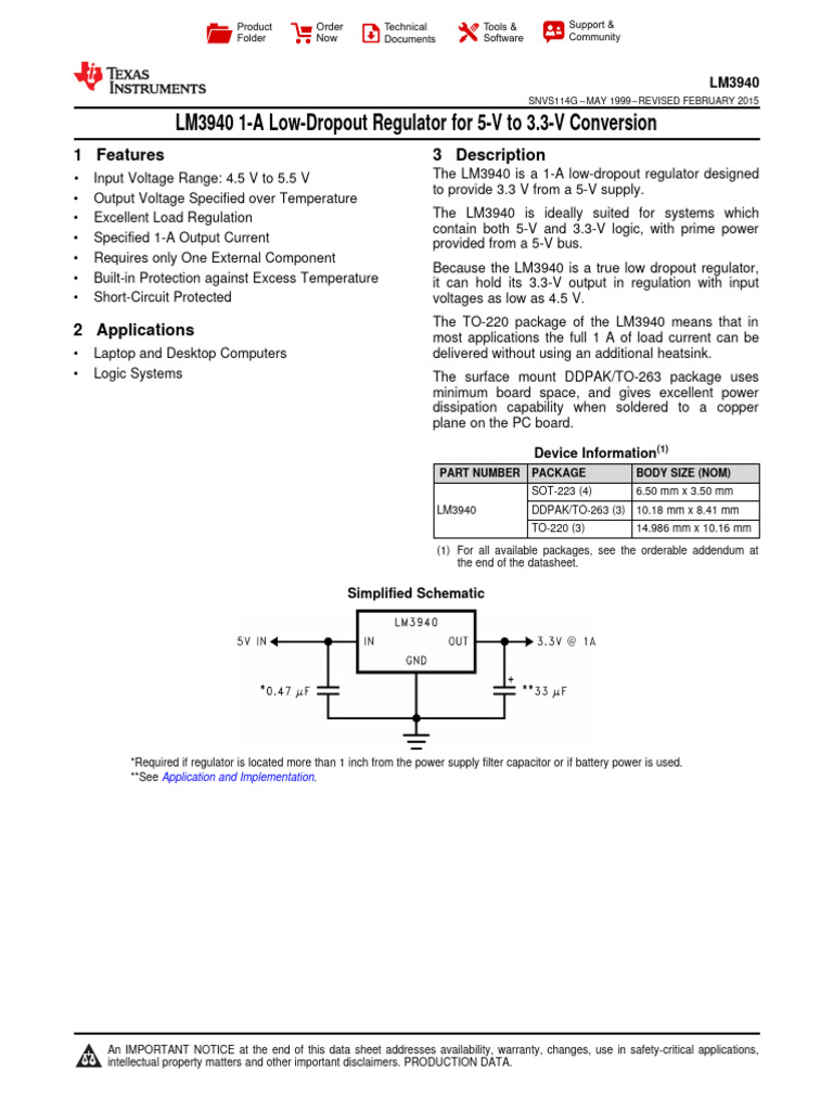 LM3940 | PDF | Capacitor | Electrostatic Discharge