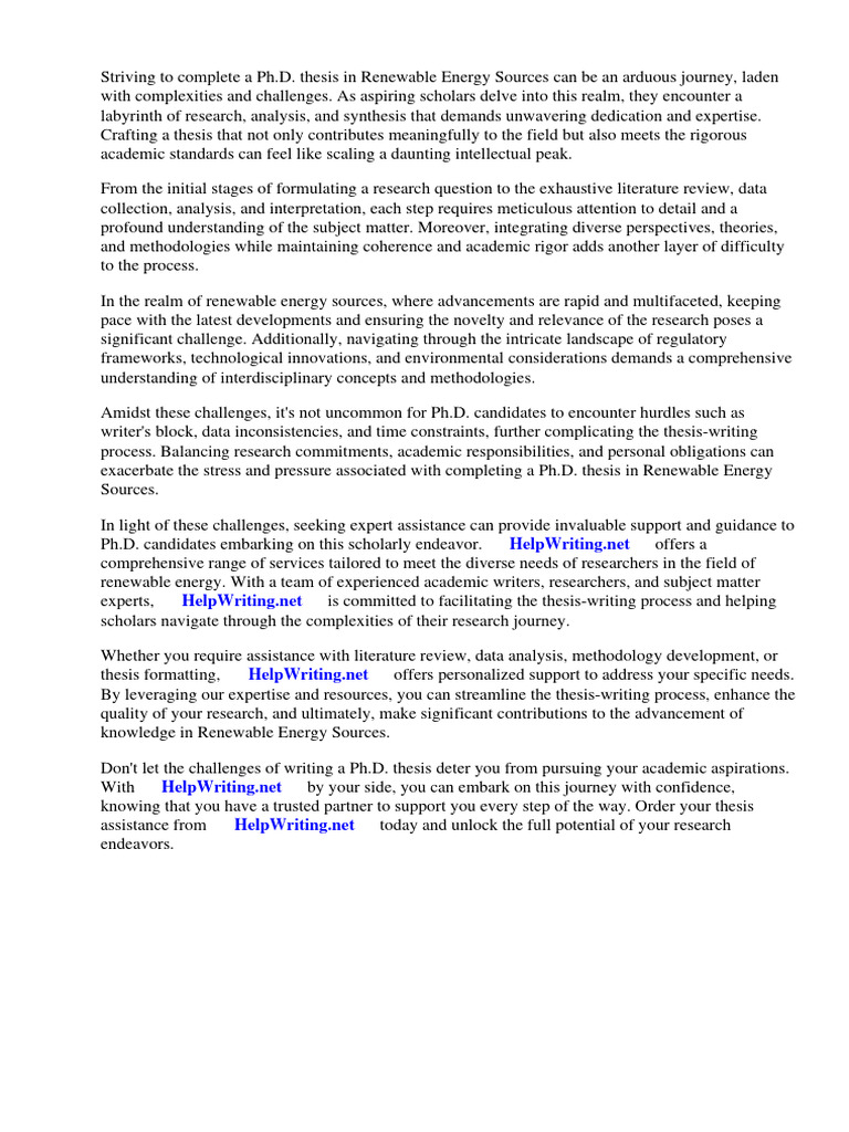 PHD Thesis Renewable Energy Sources | PDF | Energy Development ...