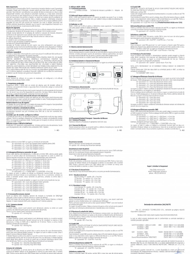 Manual RO Alarma AxessTel AG50 | PDF