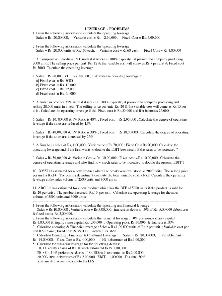 Unit-3 Leverage Problems | PDF