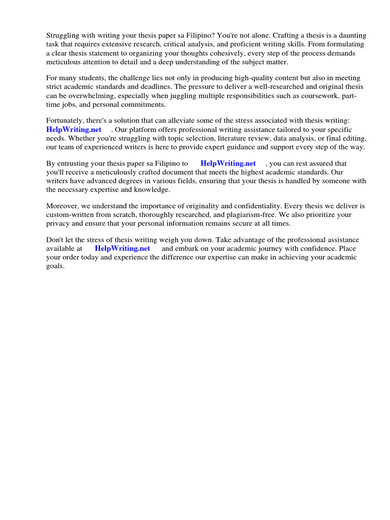 Thesis Paper Sa Filipino Pdf