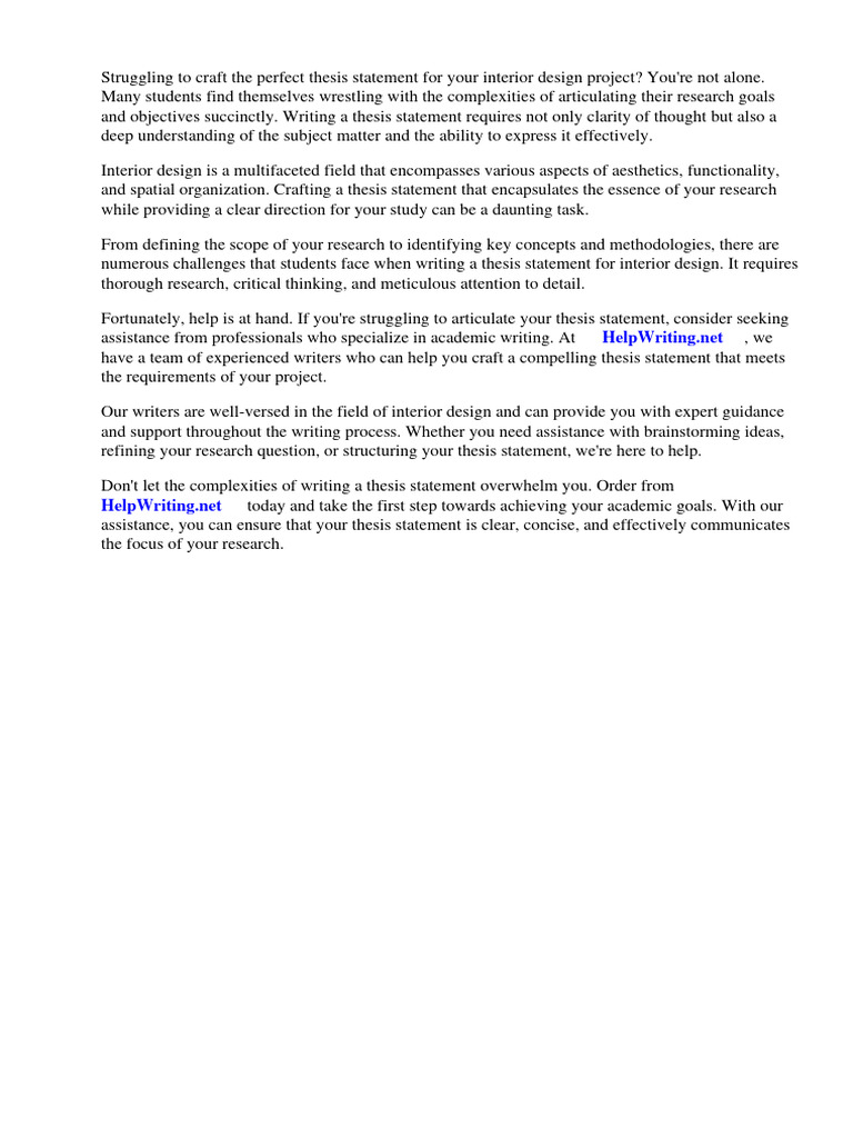 Thesis Statement Examples For Interior Design | PDF | Essays | Thesis