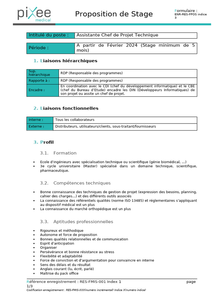 Stage : Assistant Chef de Projet Technique | PDF | Développement de ...
