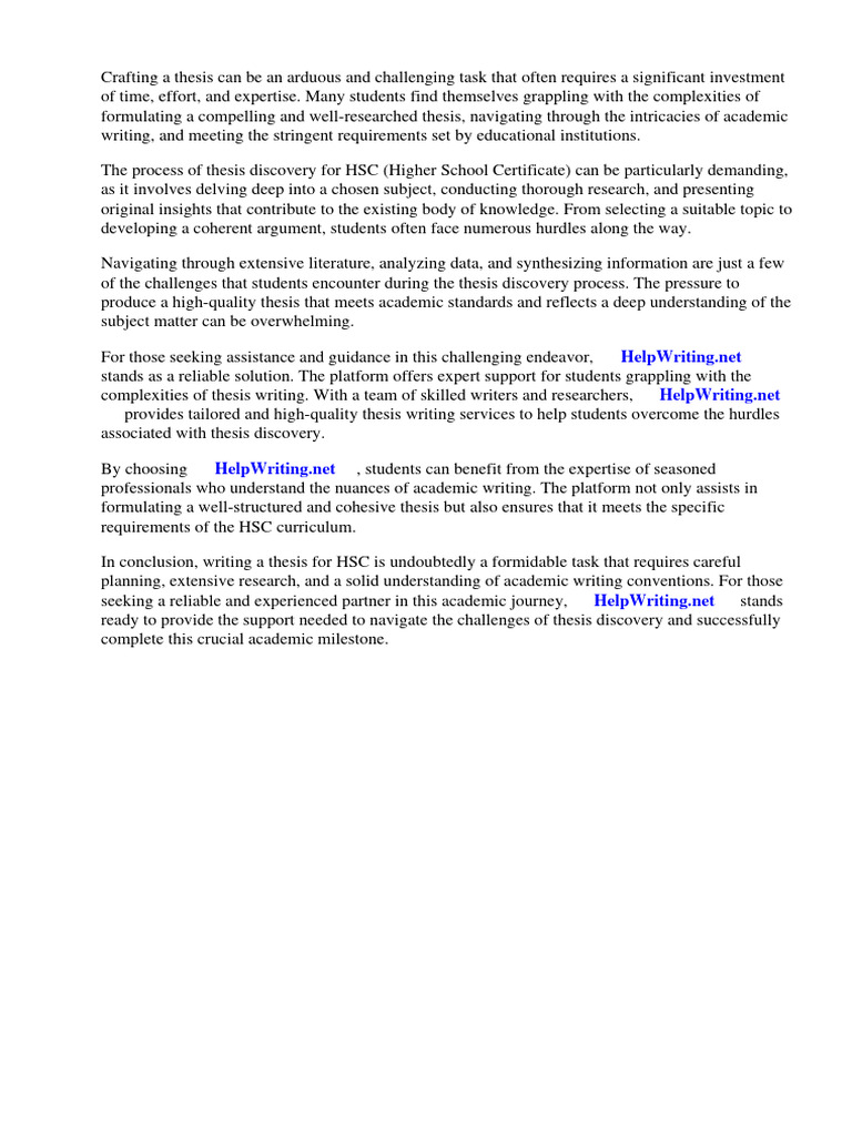 Thesis Discovery HSC | PDF | Thesis | Essays