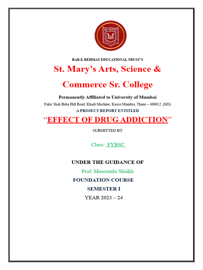 Project On Drugs | PDF | Substance Abuse | Substance Use Disorder