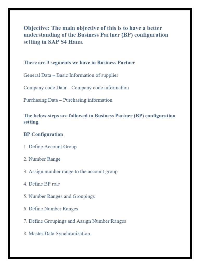 SAP S4 Hana Business Partner Configuration | PDF | Accounts Payable ...