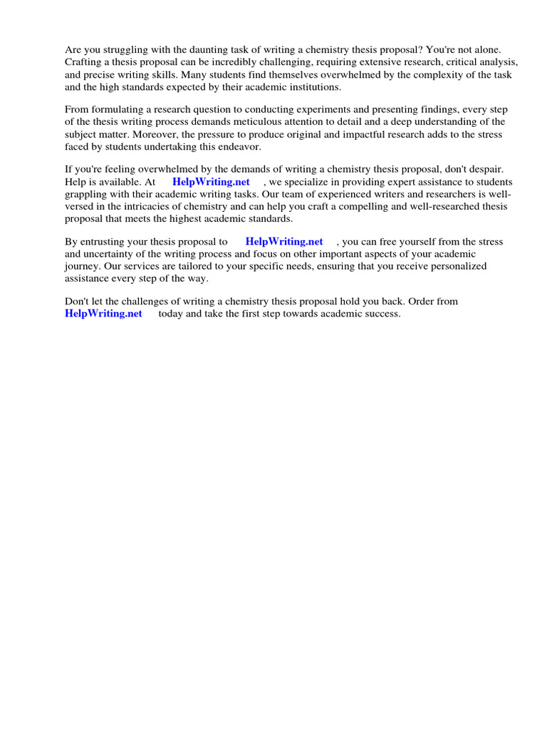 Chemistry Thesis Proposal Example | Download Free PDF | Thesis | Methodology