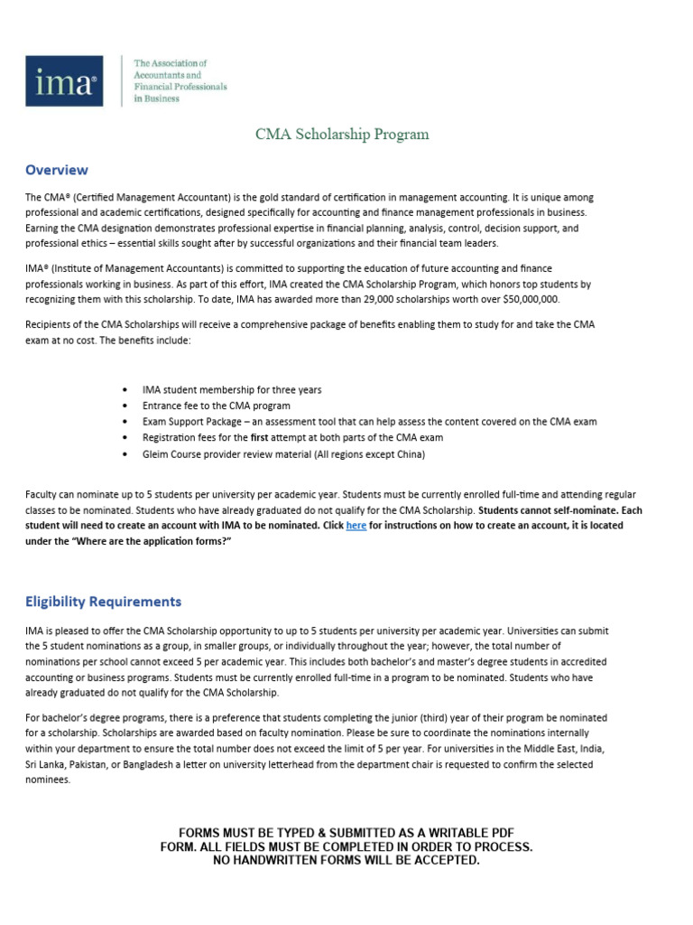 CMA Scholarship Application Process | PDF | Career & Growth