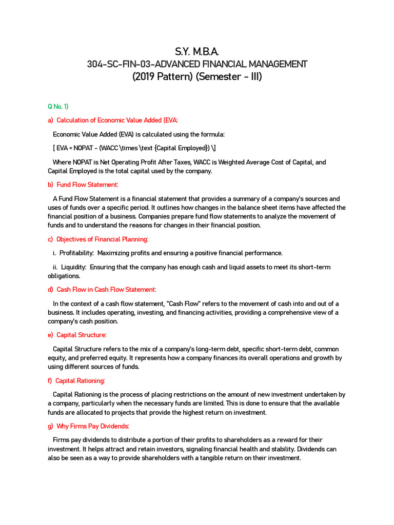 AFM Theory SN | PDF | Dividend | Mergers And Acquisitions