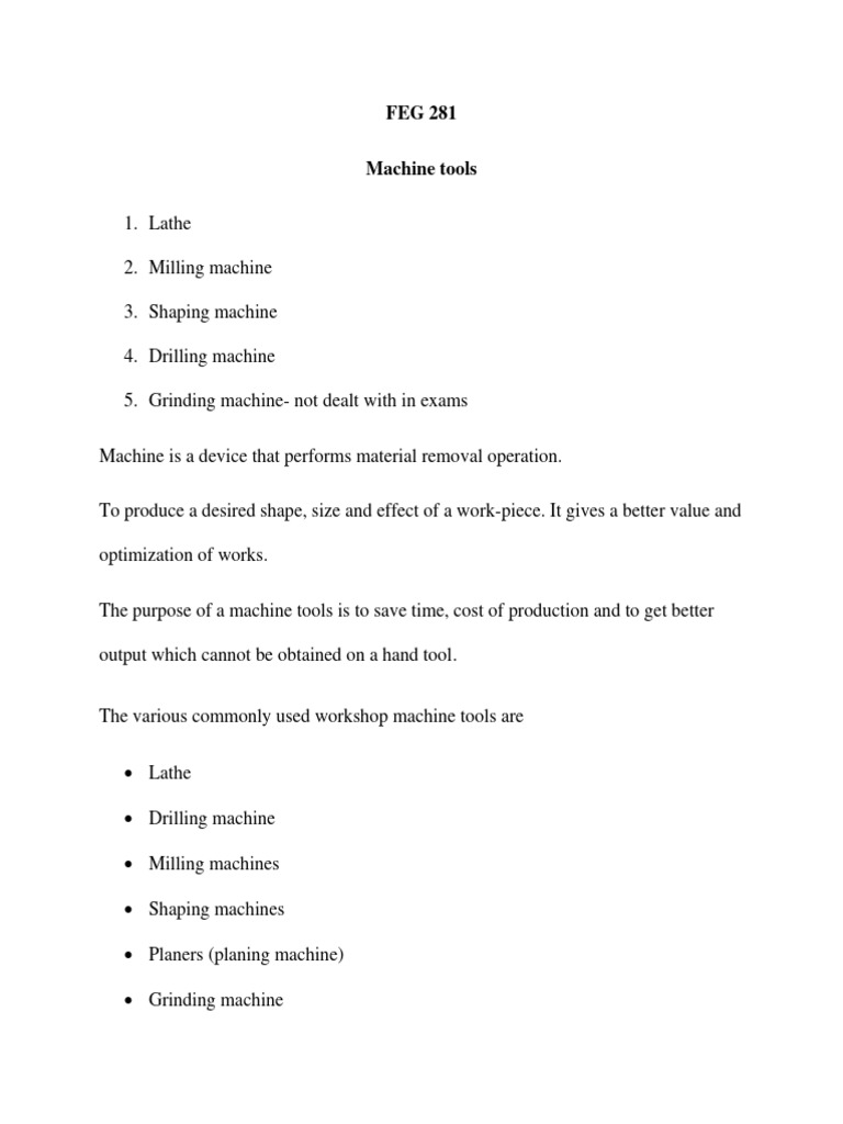 FEG 281 Lathe With Assignment - Engr. Jerry | PDF | Drilling | Drill