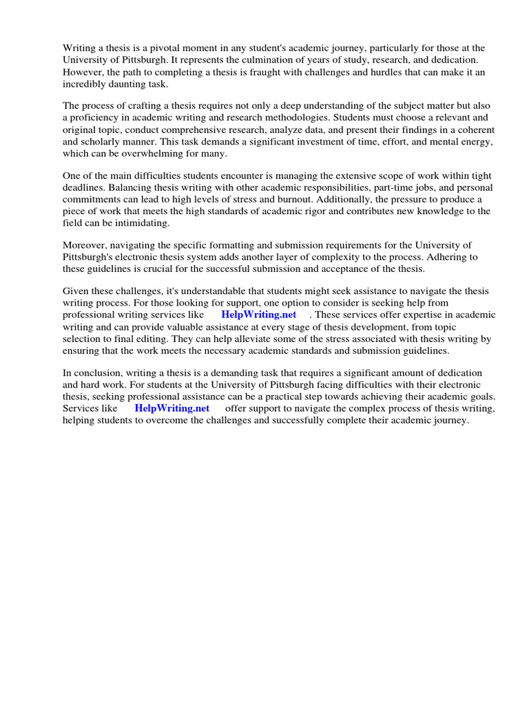 University of Pittsburgh Electronic Thesis | Download Free PDF | Thesis ...