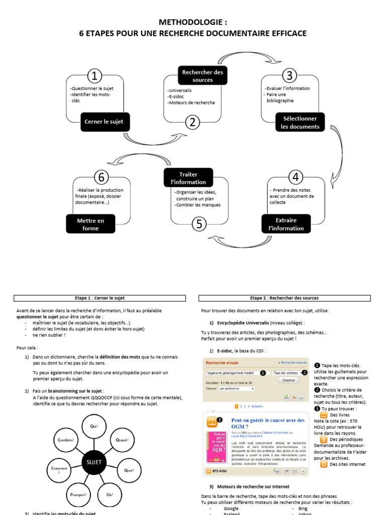 6 Étapes pour une Recherche Efficace | PDF | Document | Recherche d ...