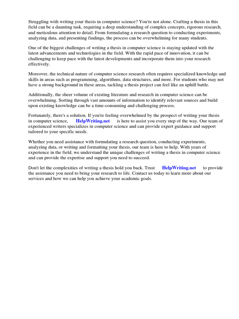 Thesis in Computer Science Examples | PDF | Thesis | Computer Science