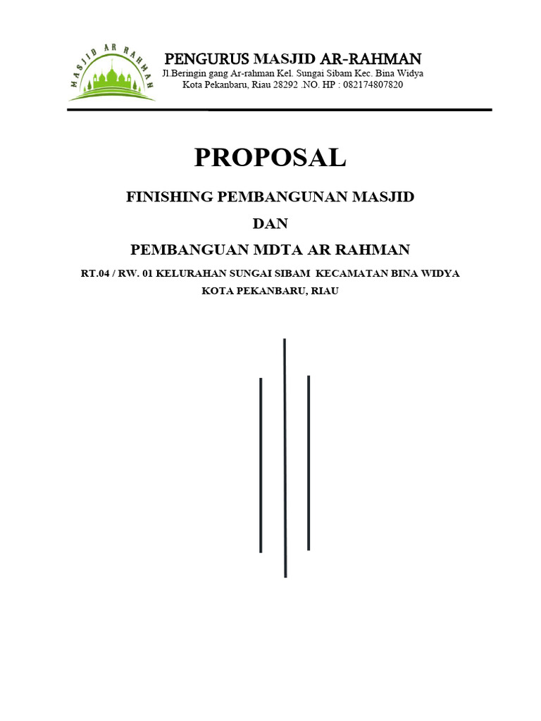Proposal Pembangunan Masjid Dan Mda Ar Rahman | PDF