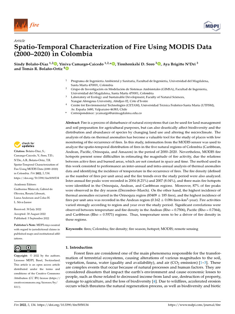 Spatio Temporal Characterization of Fire Using MODIS-FIRE Q1 | PDF ...