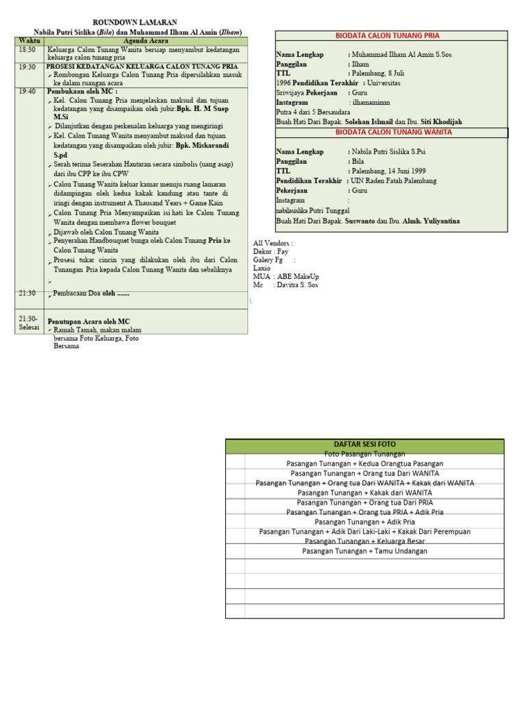 LENGKAP Rundown Lamaran 11 Januari 2024 FIX | PDF