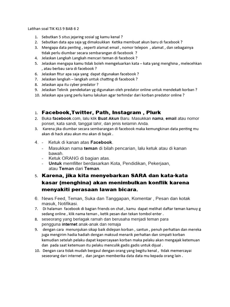 Latihan Soal TIK KLS 9 BAB 6 2 | PDF