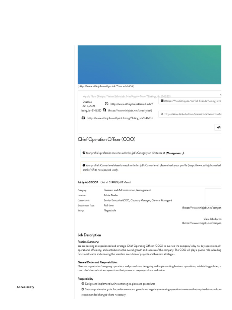 Chief Operation Officer (COO) Job at AL-SITCOP - Ethiojobs | PDF ...