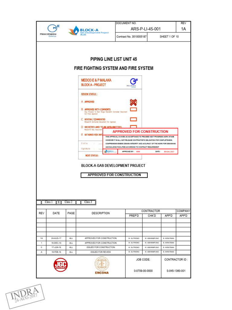 Indra: Piping Line List Unit 45 | PDF | Gases | Mechanical Engineering