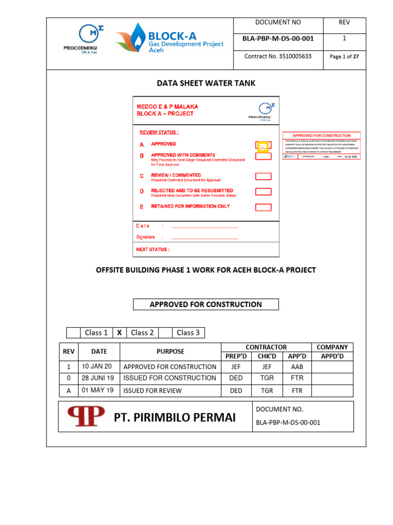 Data Sheet Water Tank - STAMP AFC | PDF | Specification (Technical ...