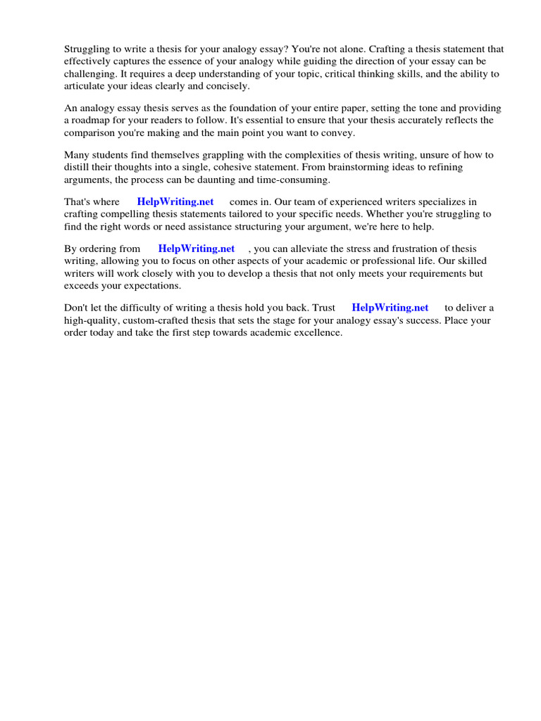 Analogy Essay Thesis | PDF | Career & Growth | Finance & Money Management