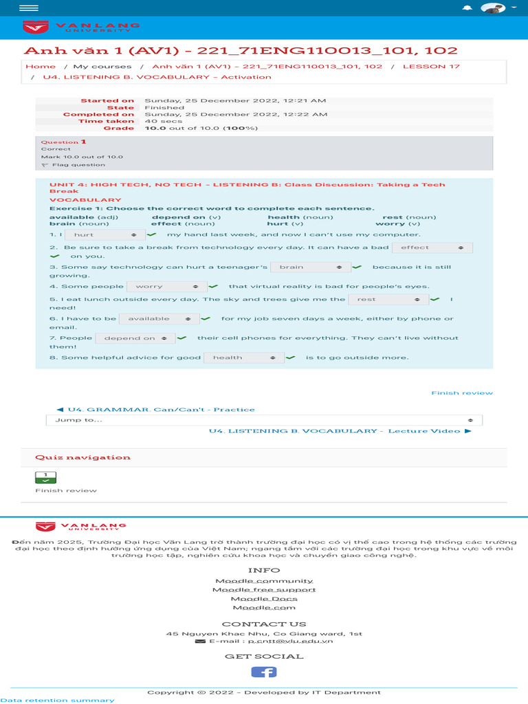 U4. LISTENING B. VOCABULARY - Activation Attempt Review | PDF | Vietnam