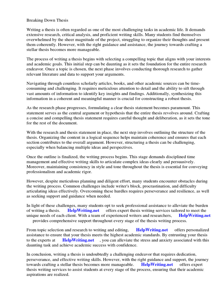 Breaking Down Thesis | PDF | Essays | Thesis