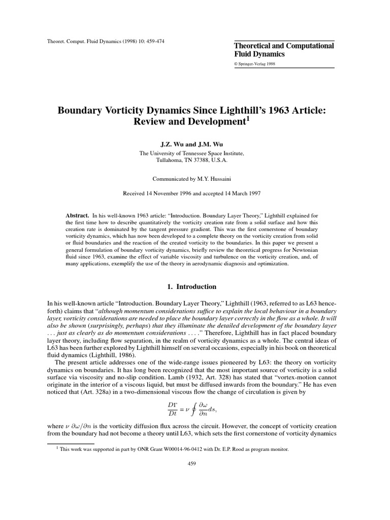 Boundary Vorticity Dynamics Since Lighthill's 1963 Article: Review and Development | PDF | Fluid ...