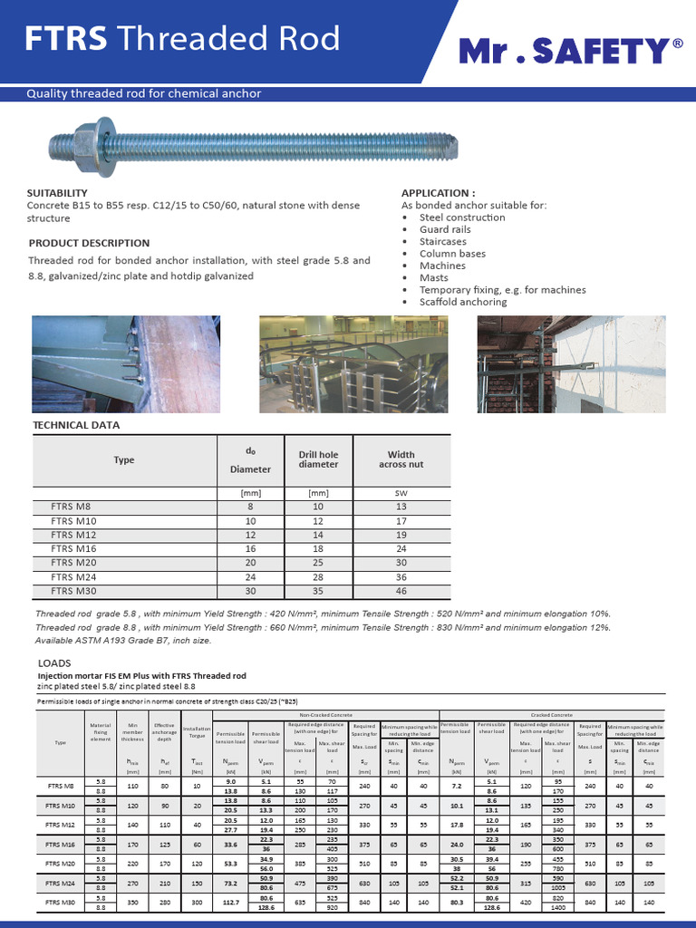 FTRS Threaded Rod Technical Data | PDF | Building Materials | Physical ...