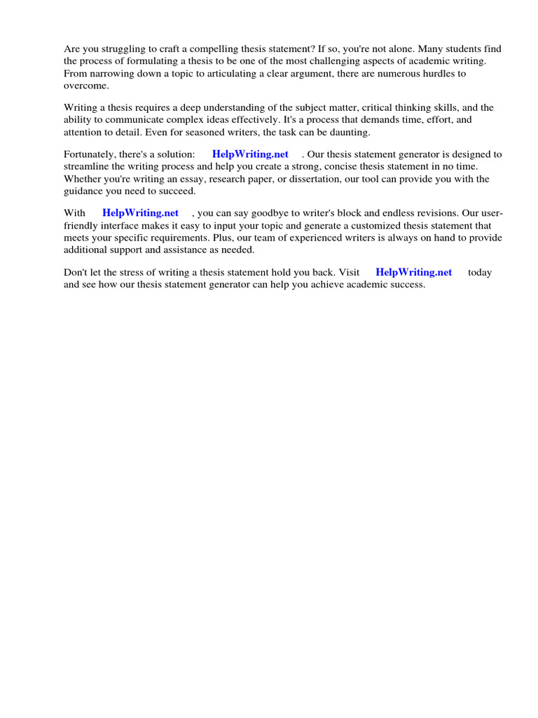 Easy Thesis Statement Generator Guide | PDF | Thesis | Essays