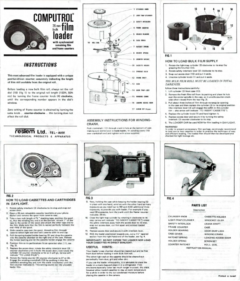 Computrol Bulk Film Loader Manual | PDF