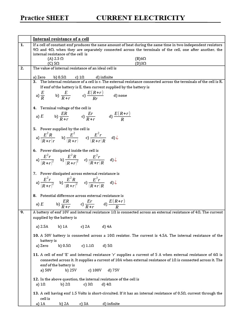 CPP 3 Current Electricity Part 2 | PDF | Series And Parallel Circuits ...