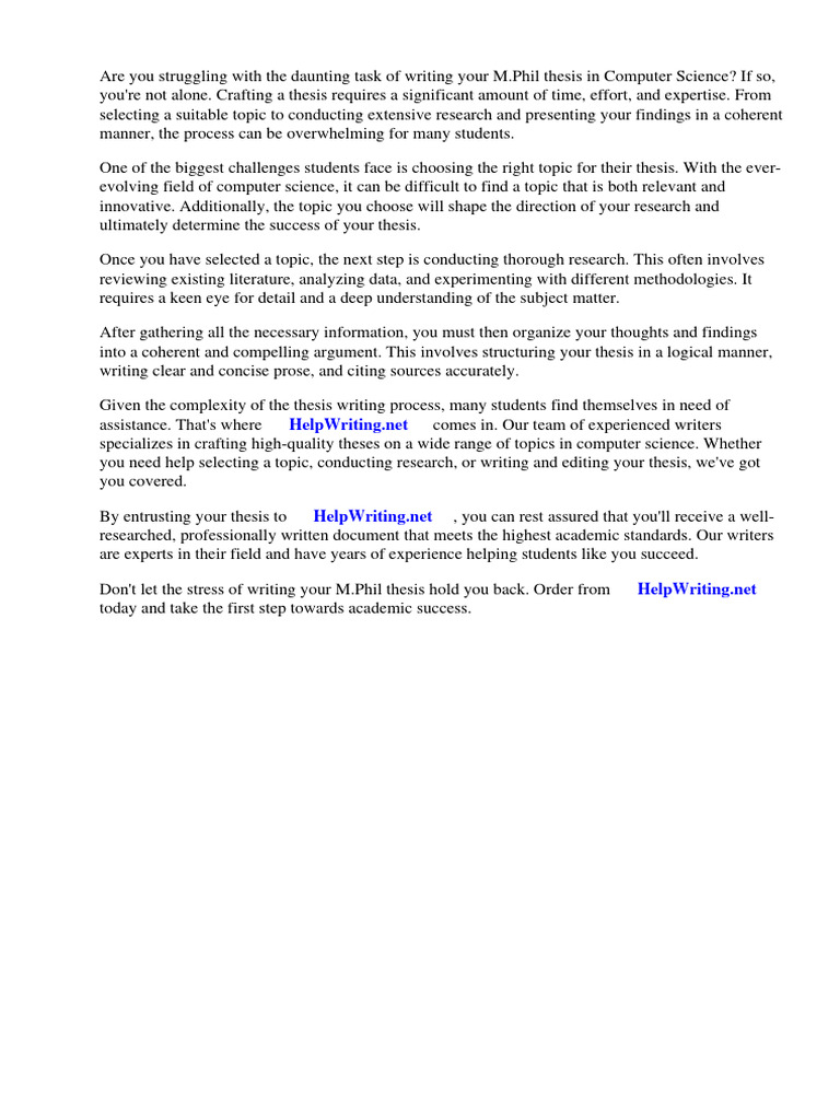 M.phil Thesis Topics in Computer Science | PDF | Thesis | Computer Science