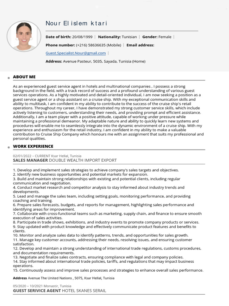CV - Nour El Islam Ktari | PDF | Supply Chain | Sales
