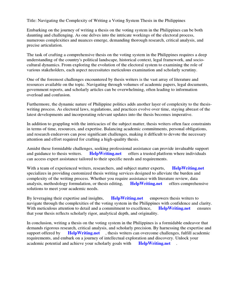 Voting System Thesis in The Philippines | PDF | Voting | Electronic Voting