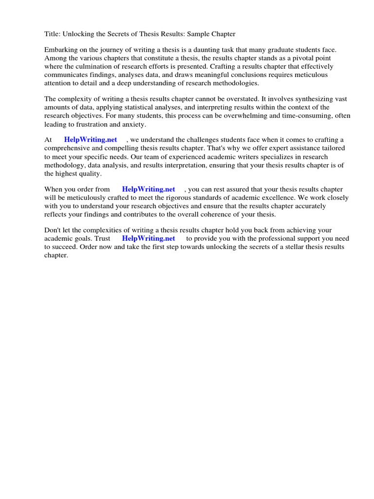 Thesis Results Chapter Sample | PDF | Thesis | Methodology