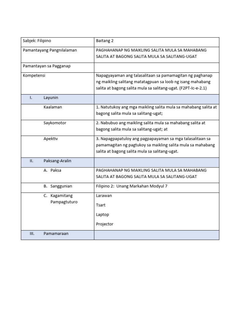 Filipino 2 Unang Markahan Modyul 7 | PDF