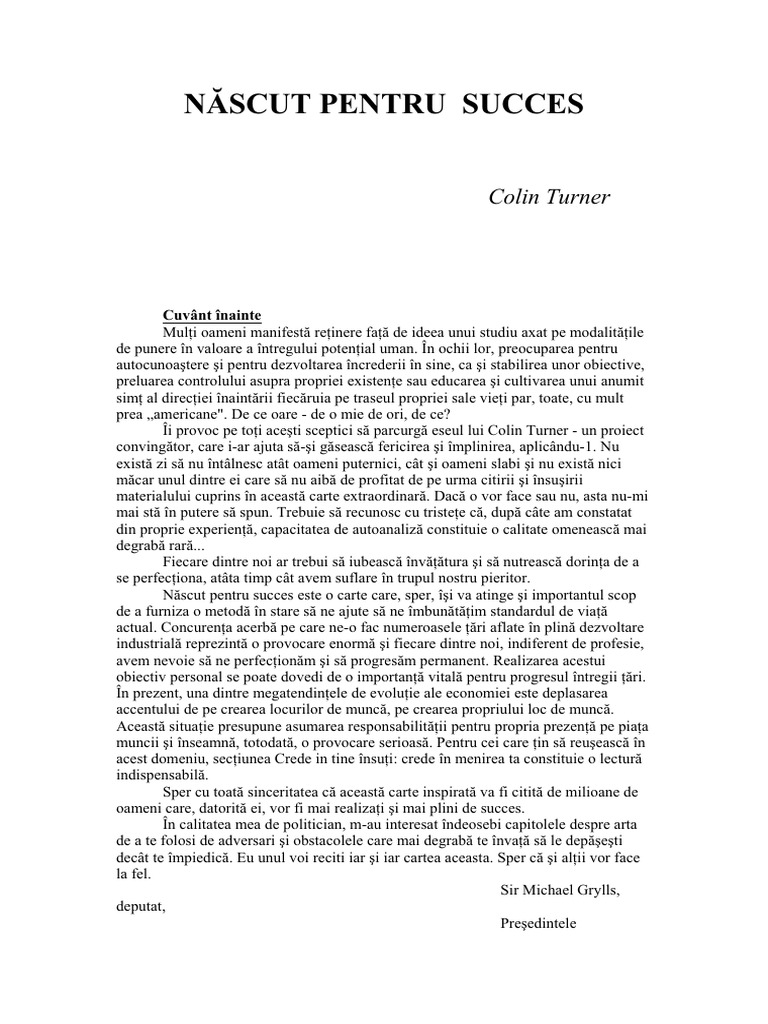 Colin Turner-Nascut Pentru Succes | PDF | Science & Mathematics
