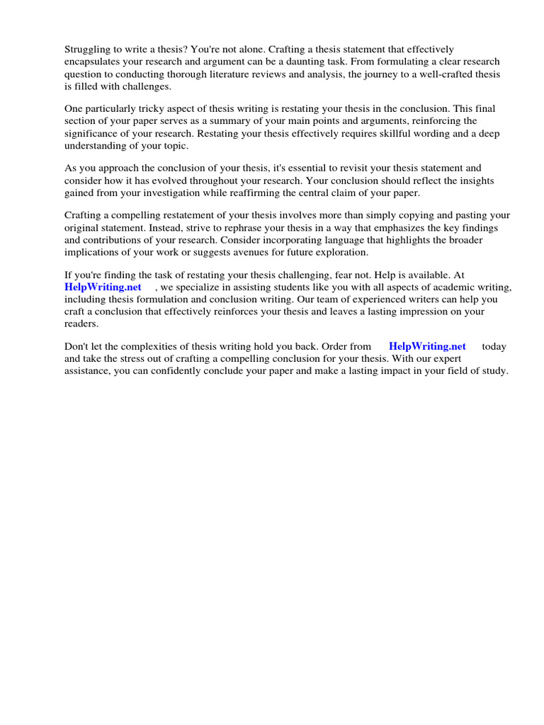 How To Restate Your Thesis in Conclusion | PDF | Thesis | Essays