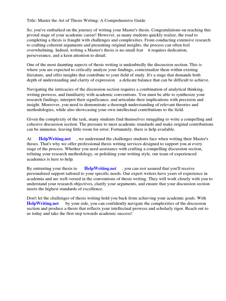 Mastering Thesis Discussion Sections | PDF | Thesis | Methodology