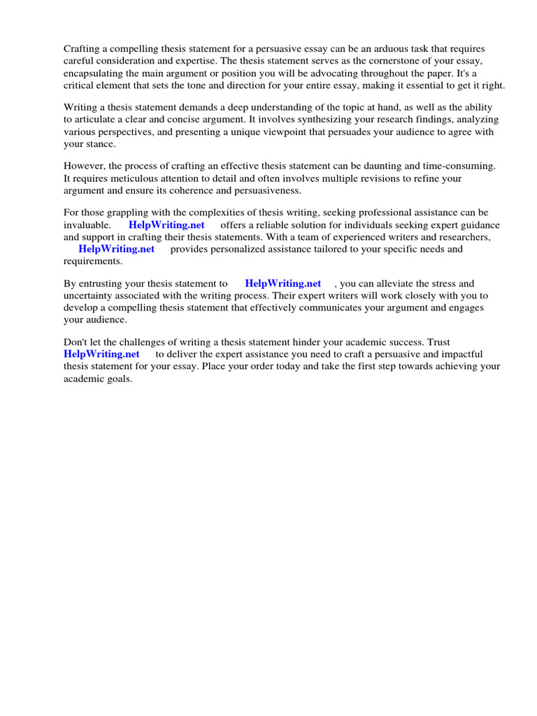 Thesis Statement For Persuasive Essay | PDF | Cost Of Living | Essays