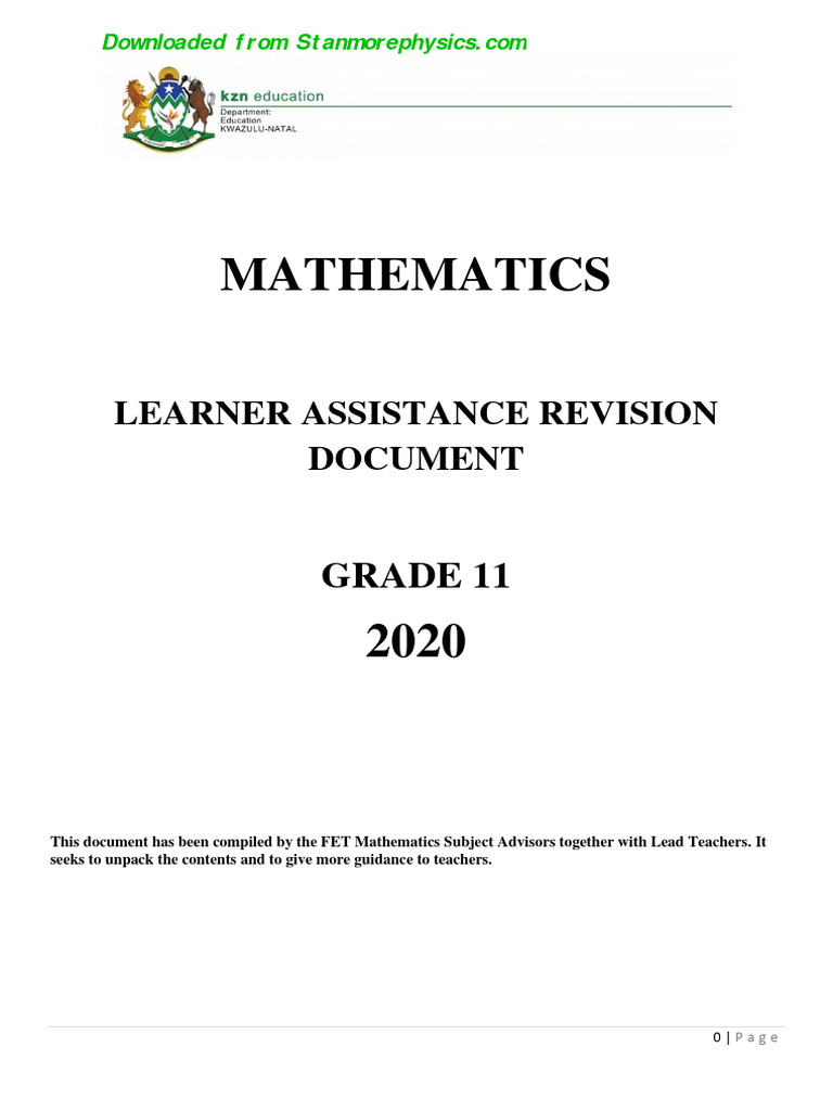 Maths GR 11 Learner Assistance Rev Document | PDF | Factorization | Equations
