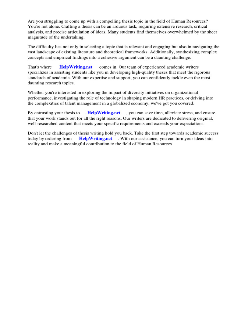 Human Resources Thesis Topics | PDF